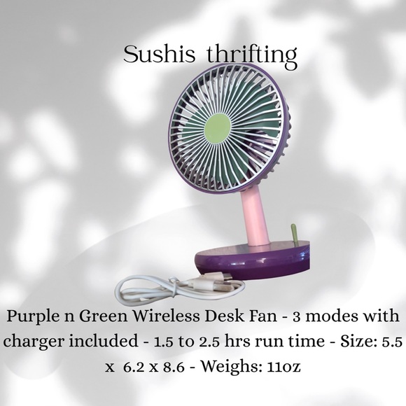 Other | Copy Purple And Green Desk Fan | Poshmark